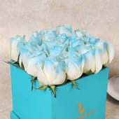 Send a Bunch of Ice Blue Rose Box Flower Online, Price Rs.1049 | FlowerAura