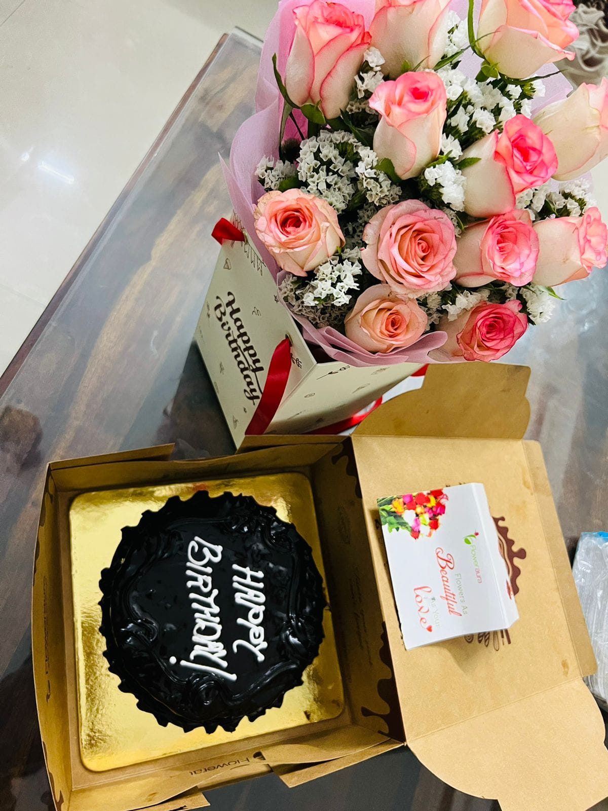 Happy Birthday Pink Roses Bouquet