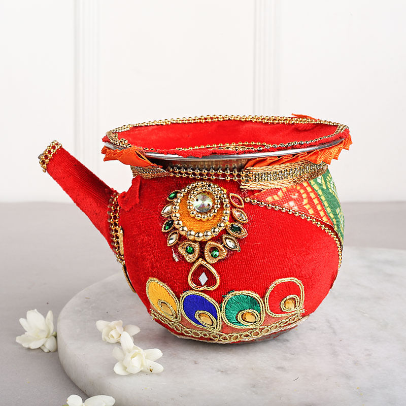 Karwa Chauth Thali Set: Send Karva Chauth Pooja Thali Online - FlowerAura | FlowerAura