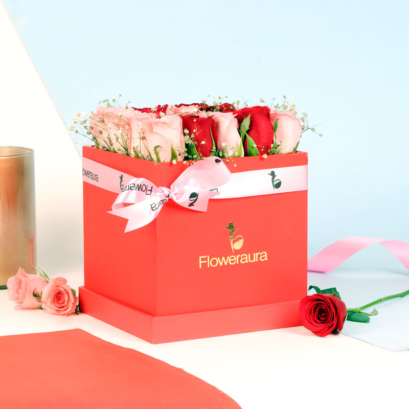 Flower Box Online | Buy Flowers in a Box | Rose Gift Box - FlowerAura ...