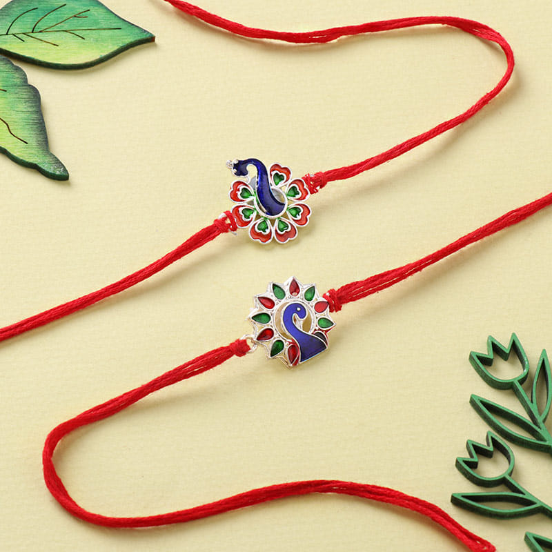 Buy Vibrant Peacock Rakhi Duo With Kitkat at Rs.305 | FlowerAura